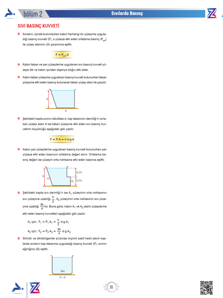 9.sinif Fizik Sivi Basinc Kuvveti Konu Anlatimi | PDF