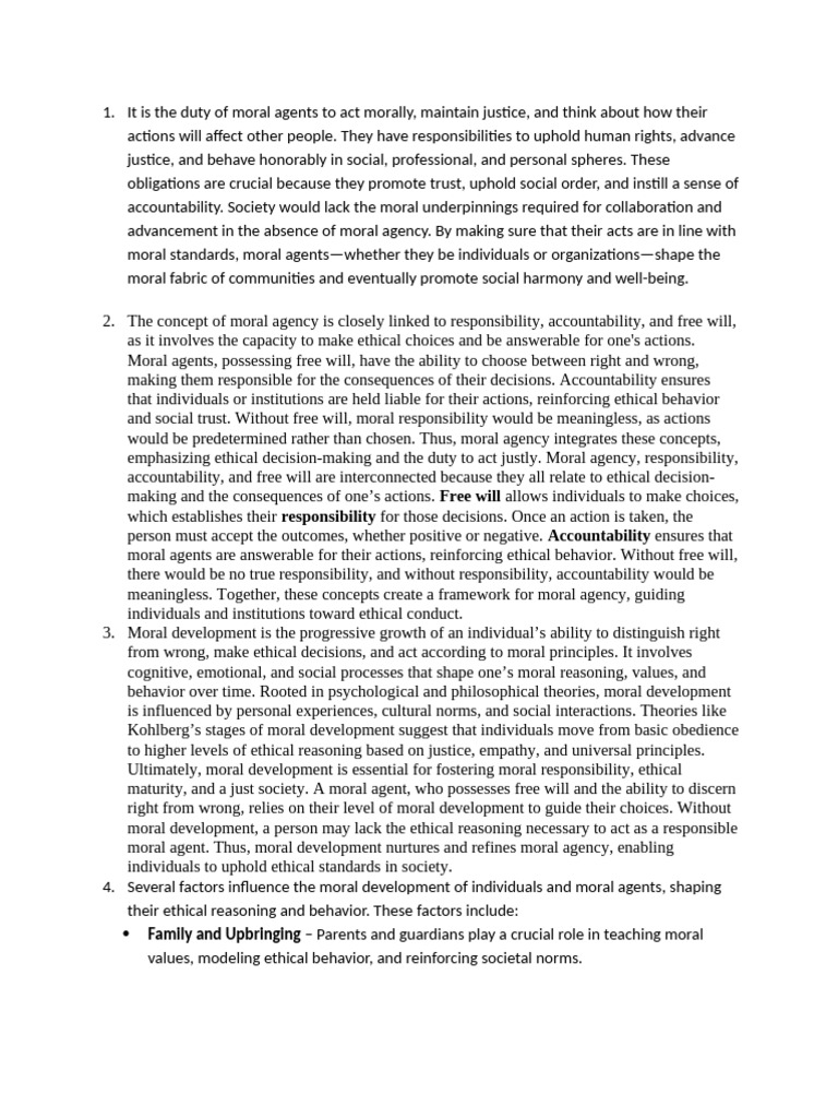 It Is The Duty of Moral Agents To Act Morally | PDF | Morality | Free Will