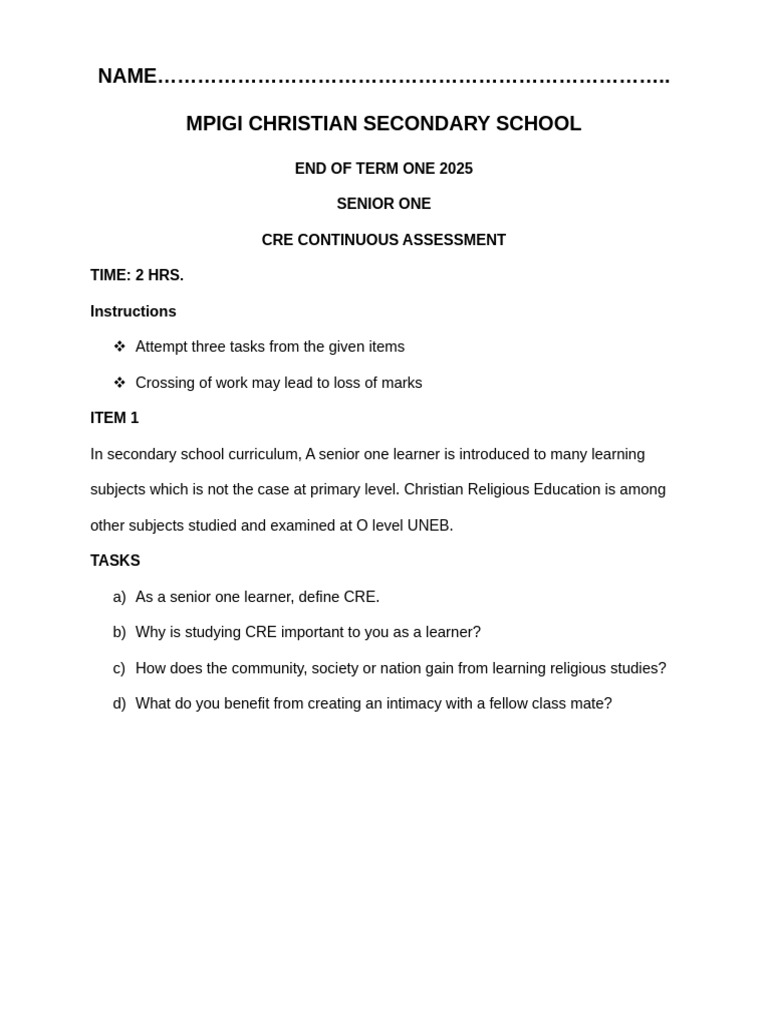 Senior One CRE Assessment 2025 | PDF