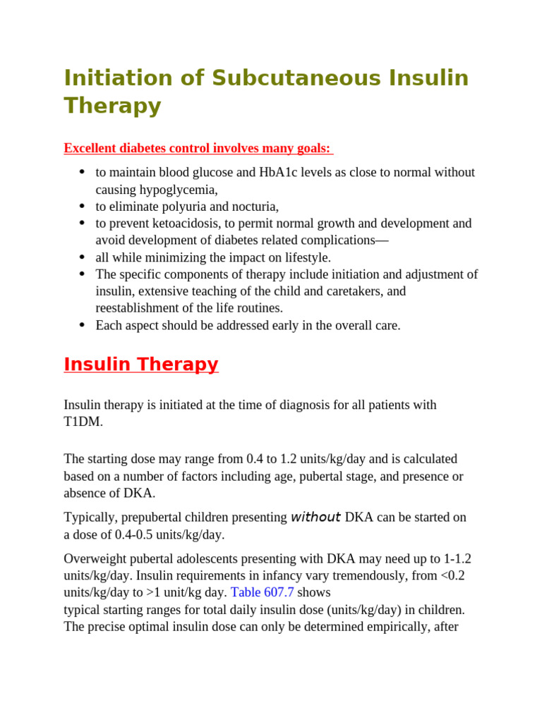 Initiation of Subcutaneous Insulin | PDF | Insulin | Diseases And Disorders