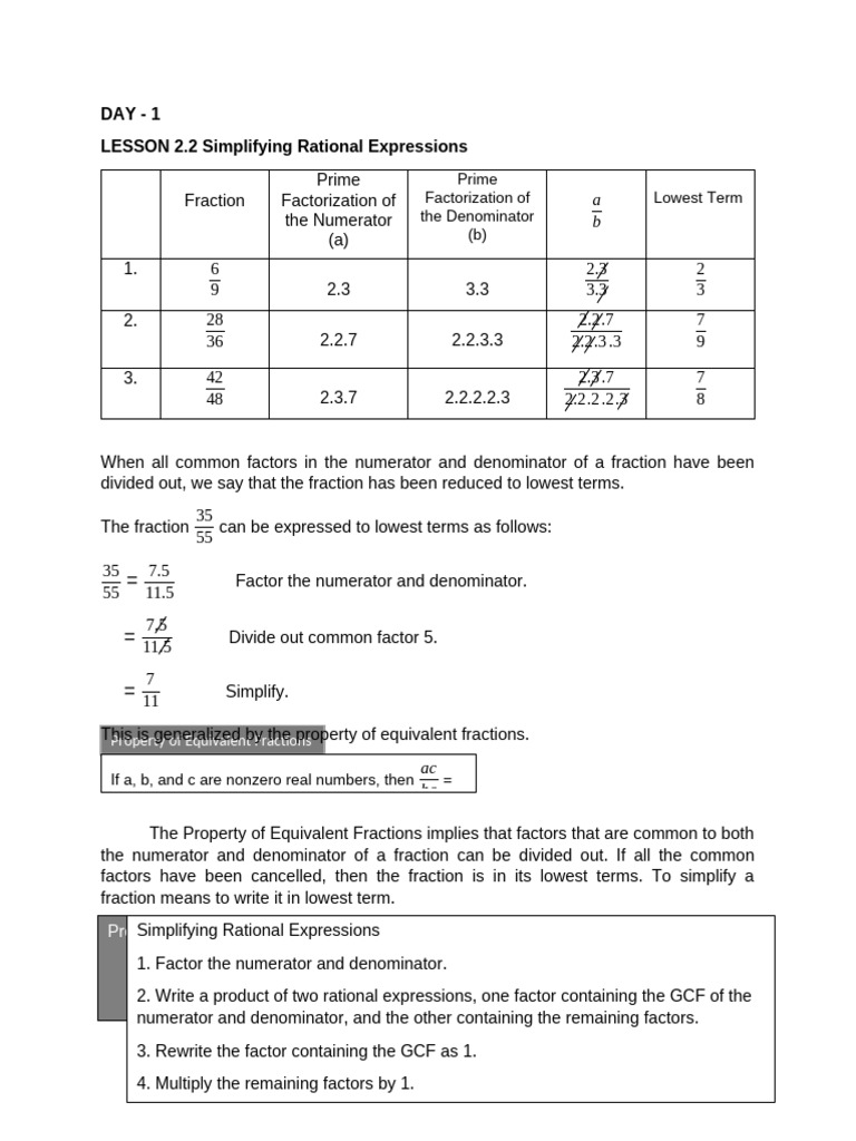 SIMPLIFYING-RATIONAL-EXPRESSIONS-1-1-1-1 | PDF | Factorization ...