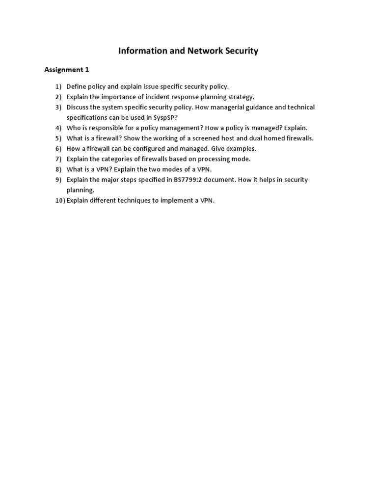 Information and Network Security: Assignment 1 | PDF | Virtual Private ...