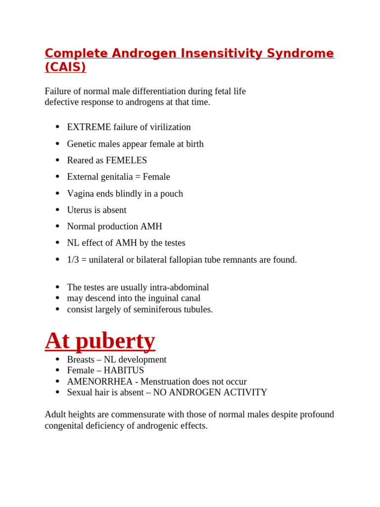 CAIS - Complete Androgen Insensitivity Syndrome | PDF | Androgen ...