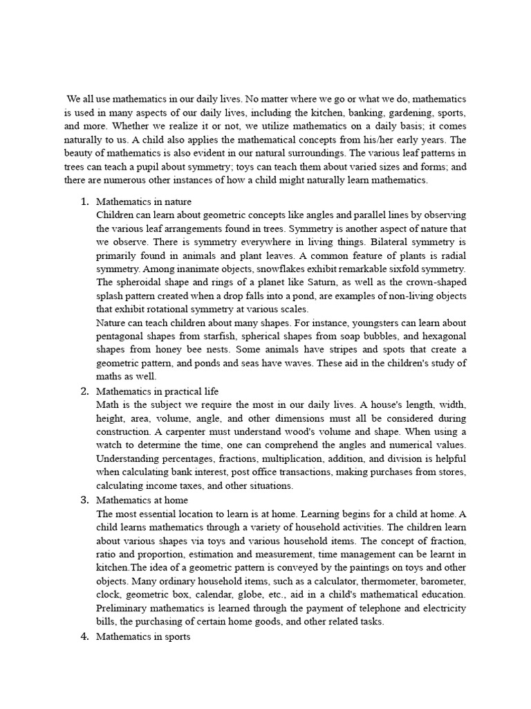 Mathematics in Everyday Life | PDF | Pattern | Symmetry