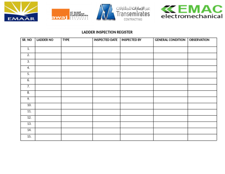 Ladder Inspection Register | PDF