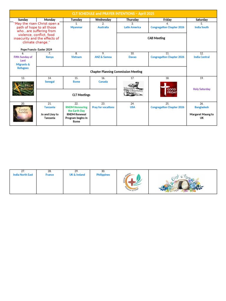 CLT SCHEDULE April 2025 | PDF