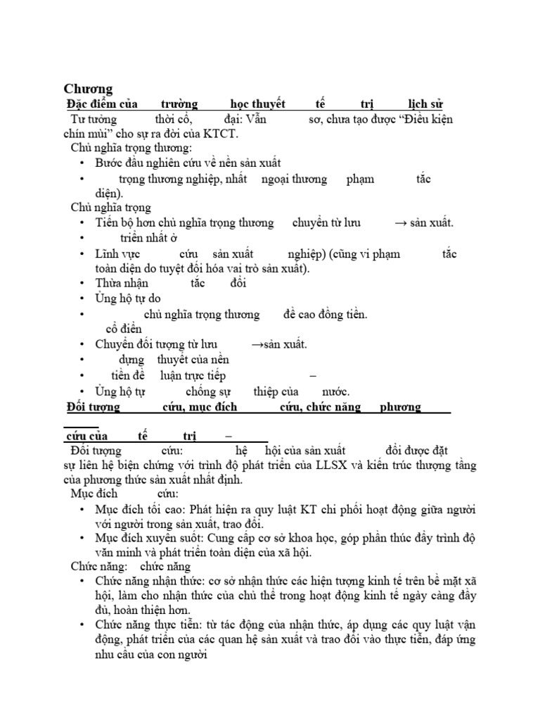 Tom Tat Ly Thuyet Tu Chuong 1 Chuong 6 Mon Kinh Te Chinh Tri 2863 | PDF