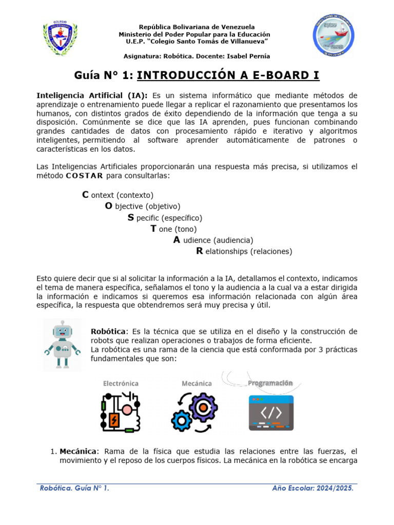 Rob-tica - Gu-a - 1 - Conceptos b-sicos | PDF | Inteligencia artificial | Inteligencia (IA) y ...