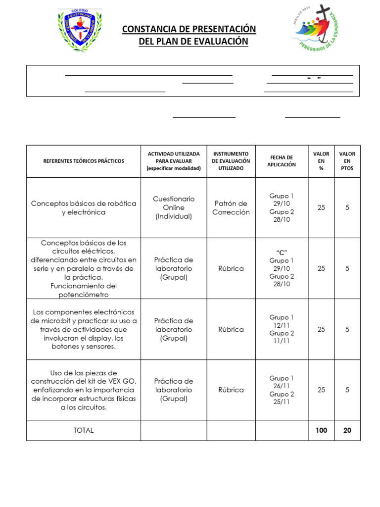 4to C Constancia de presentacion del plan de evaluaci-n I Momento 2024-2025 | PDF | Laboratorios