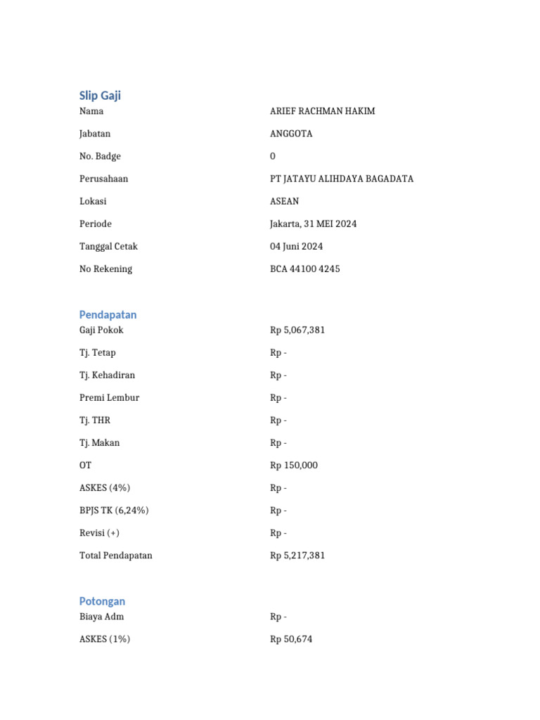 Slip_Gaji_Arief_Rachman_Hakim | PDF