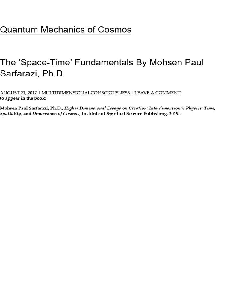 The ‘Space-Time’ Fundamentals by Mohsen Paul Sarfarazi, Ph.D. _ Quantum ...