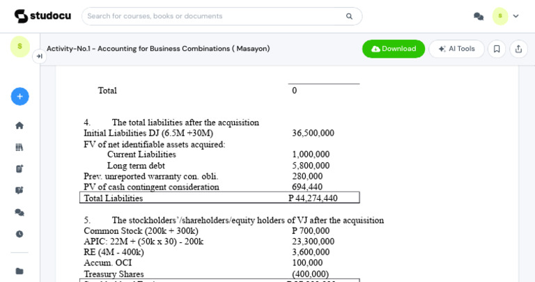Activity-No.1 - Accounting for Business Combinations ( Masayon) - LICEO DE CAGAYAN UNIVERSITY ...