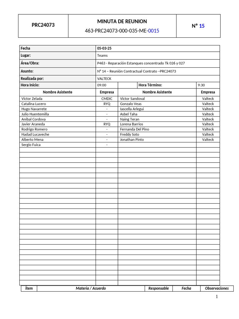 Minuta N°15 - PRC24073 05-03 | PDF