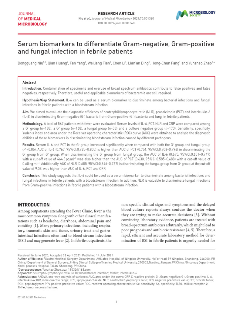 Serum Biomarkers To Differentiate Gram-Negative Gram-Positive | PDF | Lipopolysaccharide ...