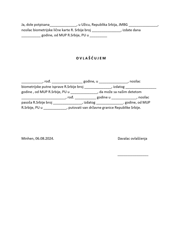 Ovlascenje Blanko | PDF