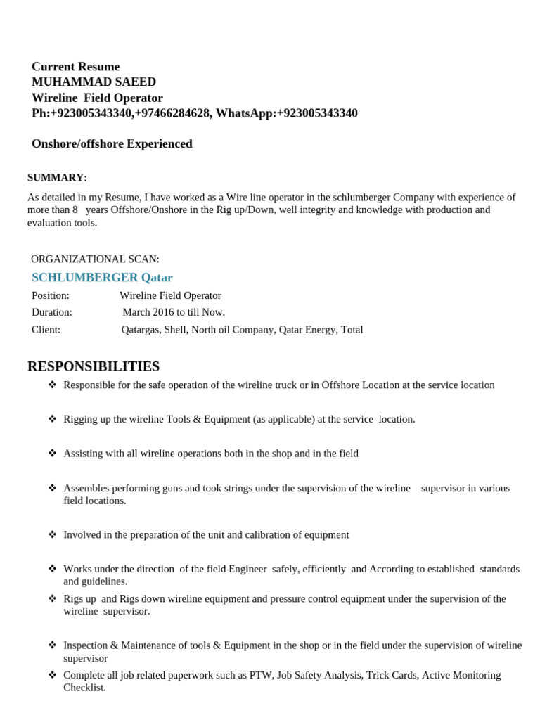 Wireline Field Operator 1-1 | PDF | Oil Well | Offshore Drilling