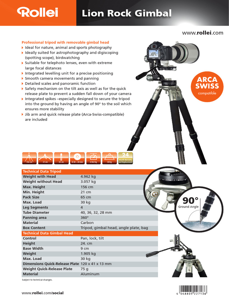 Gimbal-Kopf Lion-Rock DB EN | PDF | Tripod (Photography) | Optical Devices