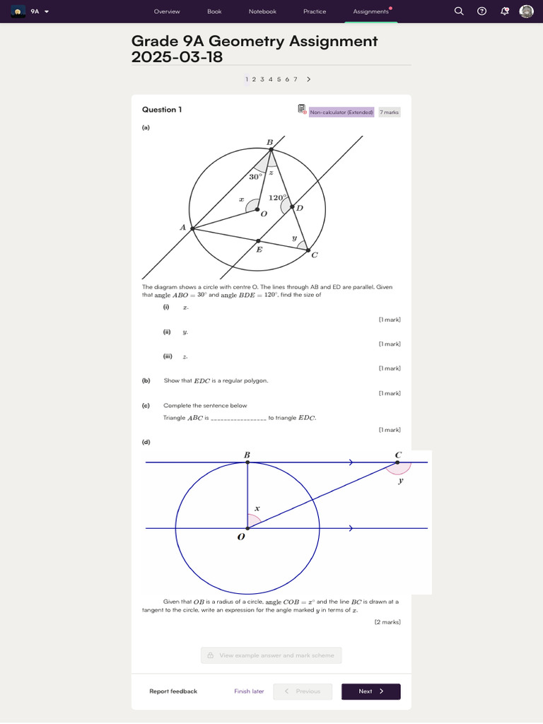 Grade 9A Geometry Assignment 2025-03-18 Take ESQ Assignment Cambridge ...