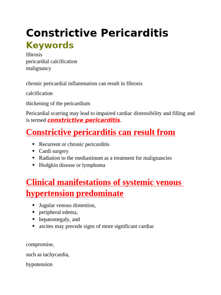 Understanding Constrictive Pericarditis | PDF