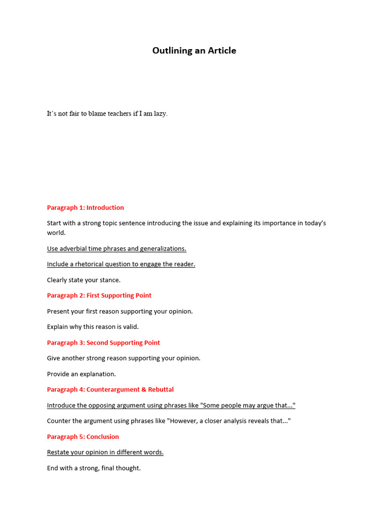 IGCSE Outlining - An - Article | PDF | Teachers | Argument