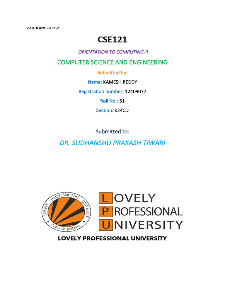 RK24CDB51 - Certification - MOOCs 2 - CSE121 - Academic Task 2 | PDF | Computing | Information ...