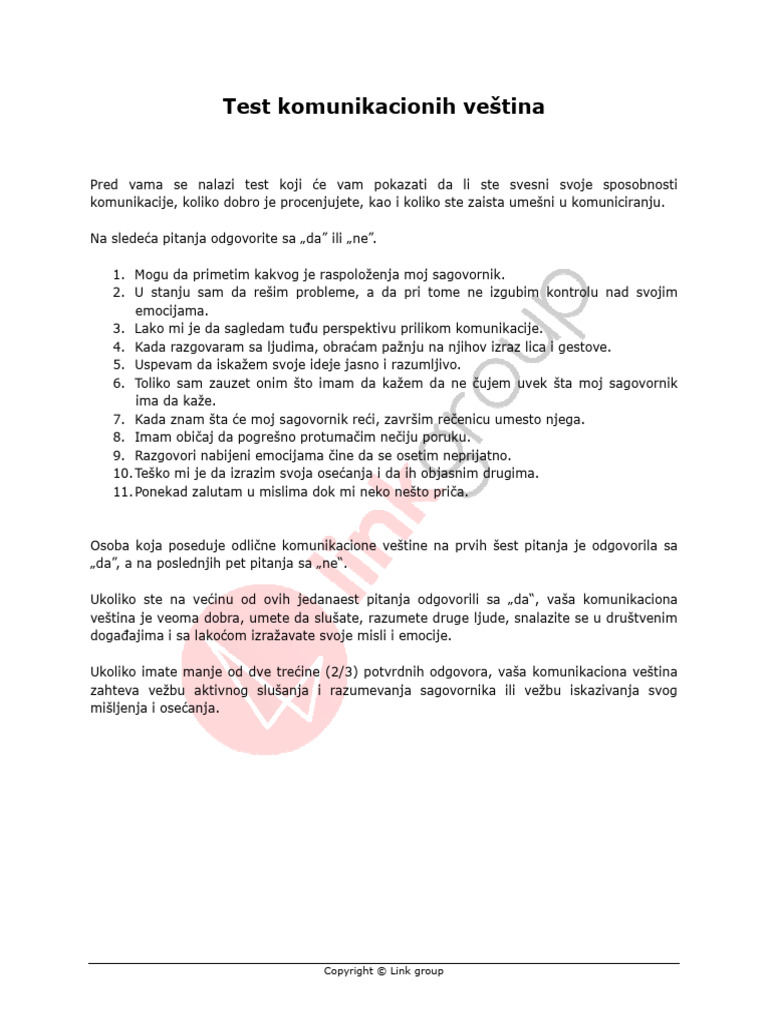 EPK2 Test Komunikacionih Vestina | PDF