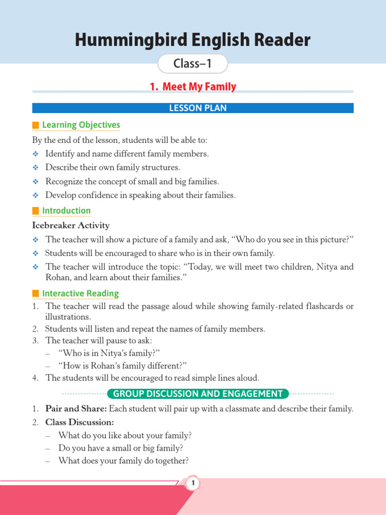 Hummingbird English Reader-1 - (Teacher's Manual) | PDF | Poetry ...