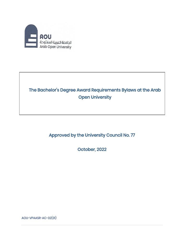 1.The Bachelor’s Degree Award Requirements Bylaws at the Arab Open ...