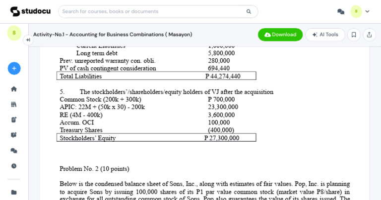 Activity-No.1 - Accounting for Business Combinations ( Masayon) - LICEO ...