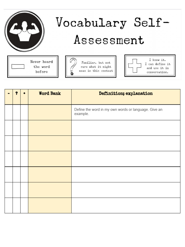 Vocabulary Self-Assessment Template | PDF