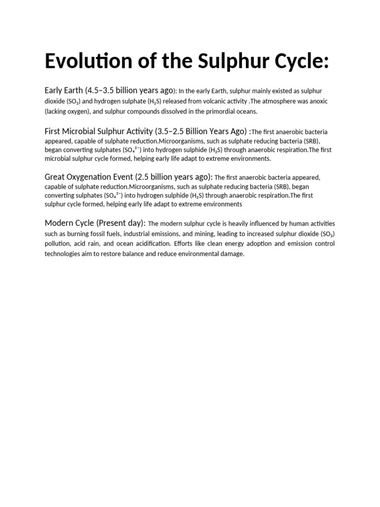 Evolution of The Sulphur Cycle | PDF | Sulfur | Oceans