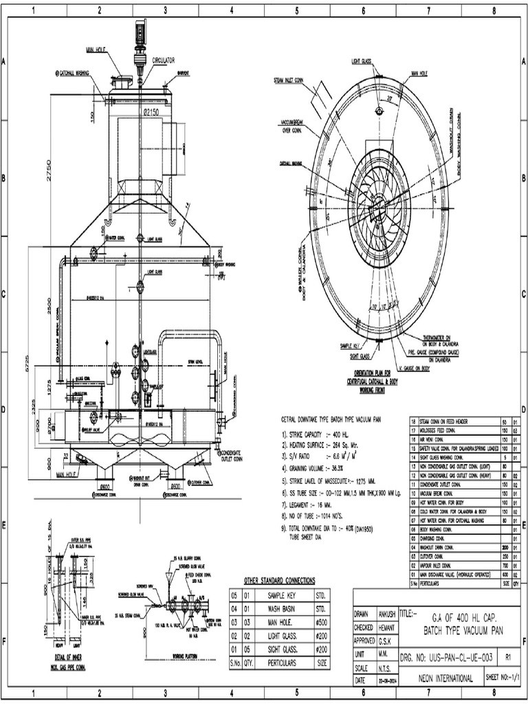 Revised Drawing Vacuum Pan 400 .Hl | PDF