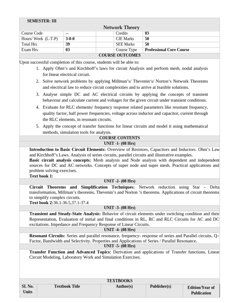 Circuit & Network Theory | PDF | Electrical Network | Network Analysis (Electrical Circuits)