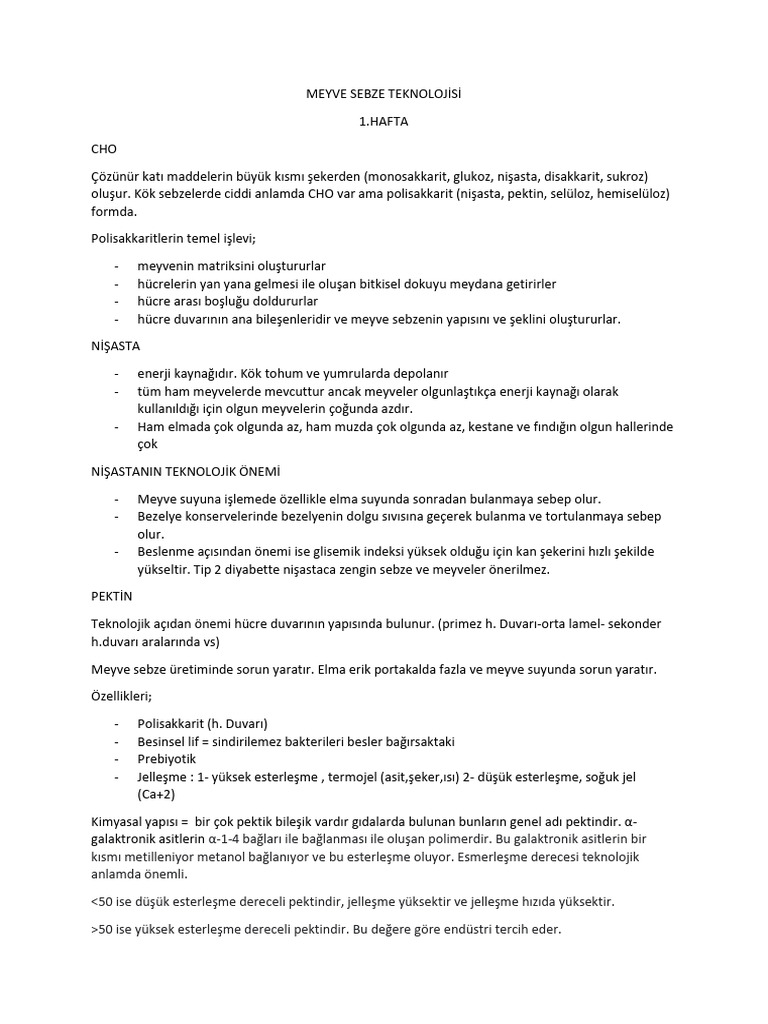 Meyve-Sebze Notlar | PDF