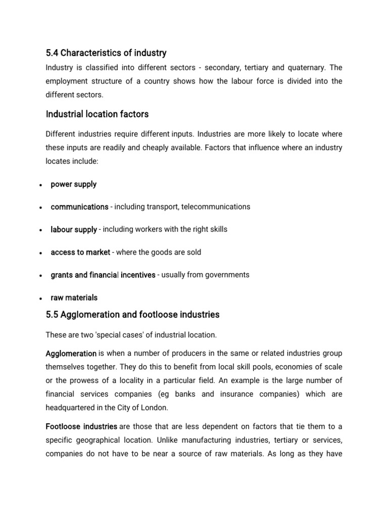 Industry Characteristics and Location Factors | PDF | Labour Economics ...