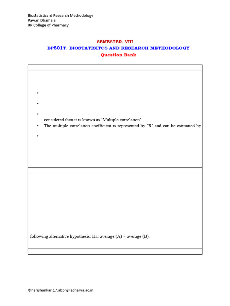 2M Biostatistics & Research Methodology Ans PDF | PDF | Standard ...
