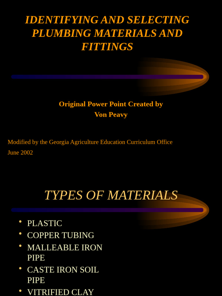 Plumbing Materials and Fittings Guide | PDF | Pipe (Fluid Conveyance ...