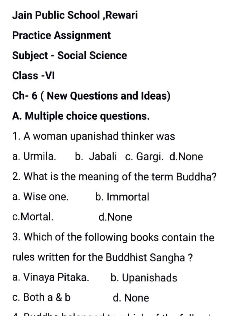 SST Assignment Clas 6 | PDF