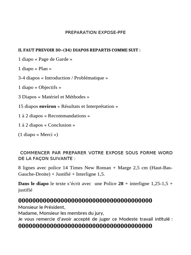 Guide de Préparation d'Exposé PFE | PDF