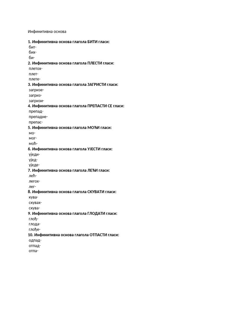 Infinitivna Osnova | PDF