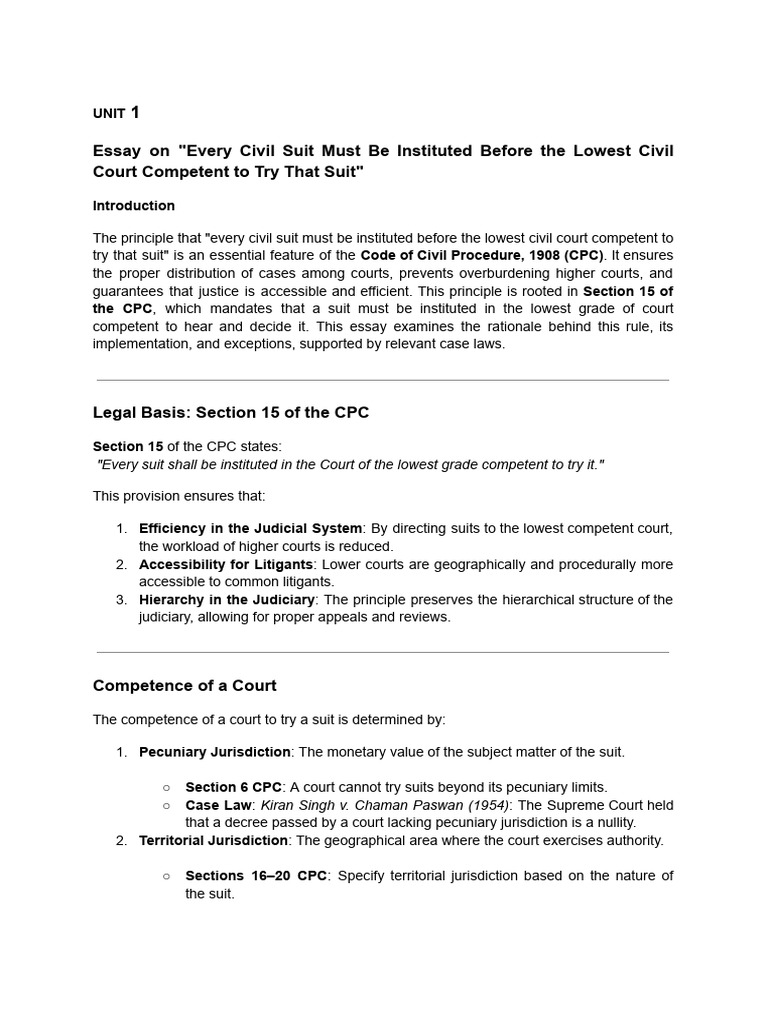 CPC Notes | PDF | Lawsuit | Jurisdiction