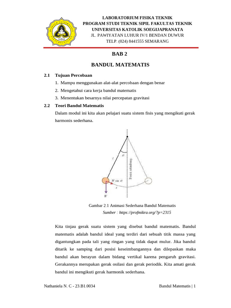 Penerapan Bandul Matematis dalam Praktikum | PDF