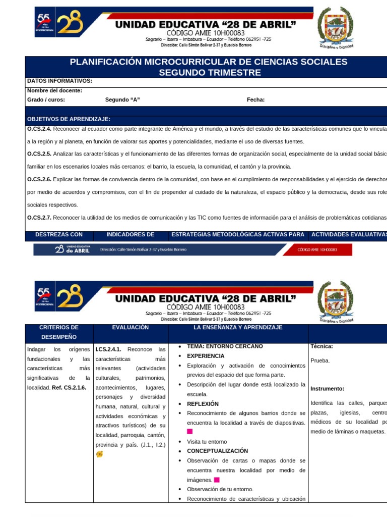 2do - Ccss-2do - Trimestre | PDF | Aprendizaje | Escuelas