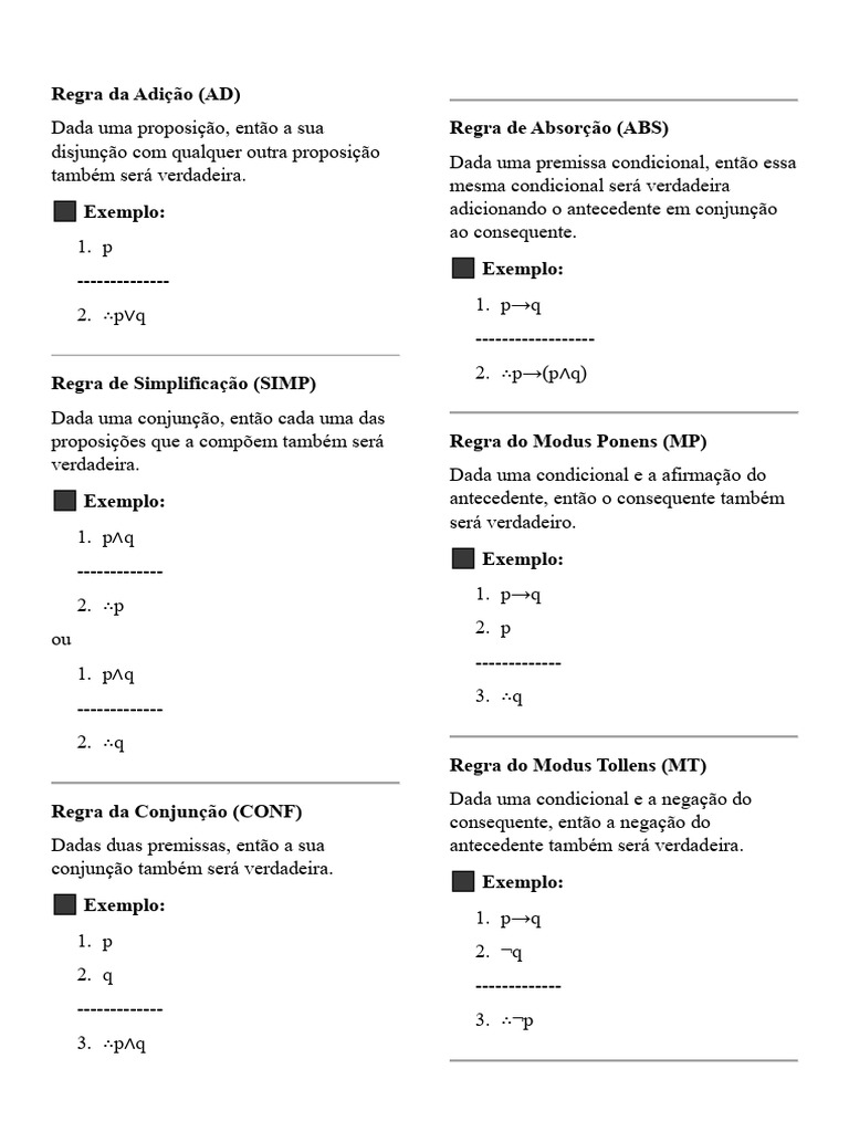 Regras de Inferência | PDF | Sintaxe (lógica) | Lógica matemática