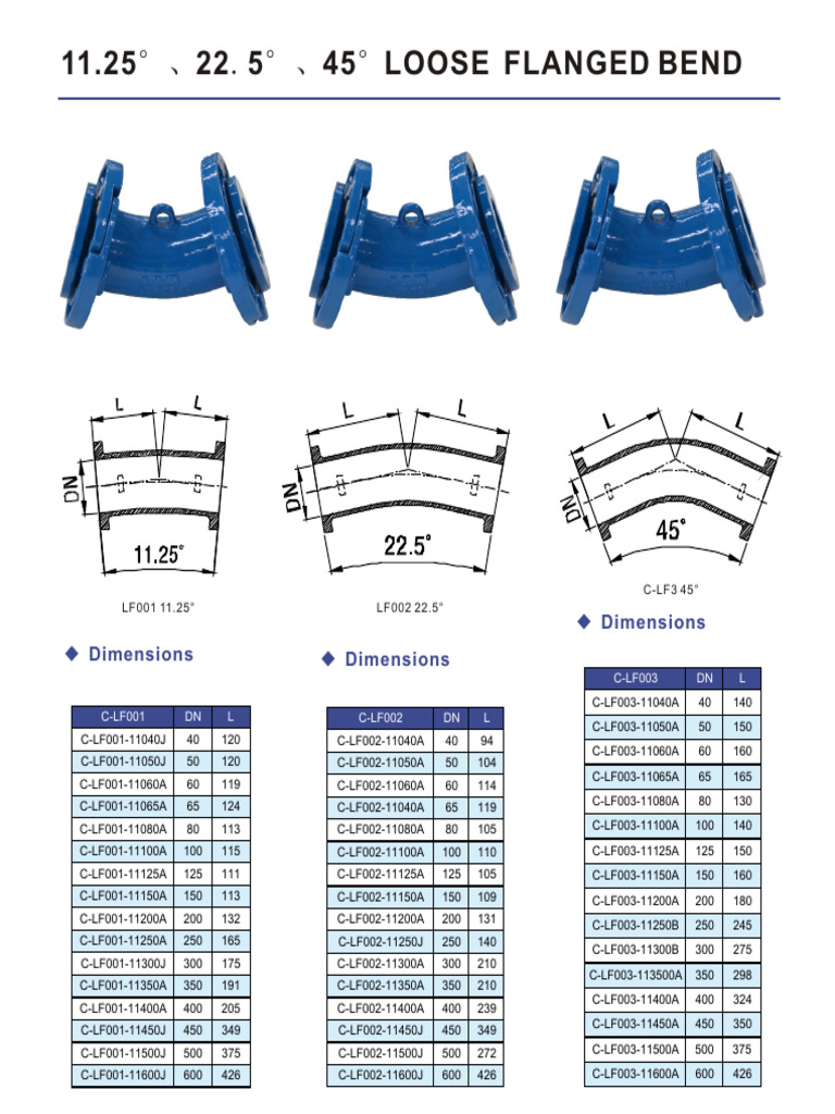Loose Flanged Bends: Specs & Dimensions | PDF | Mechanical Engineering