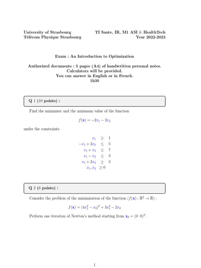 Exam Optimisation | PDF