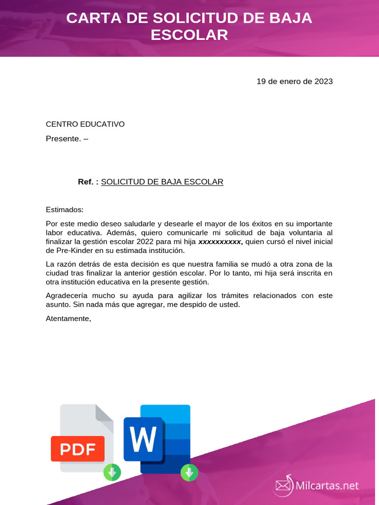 Carta-baja-escolar- (1) | PDF