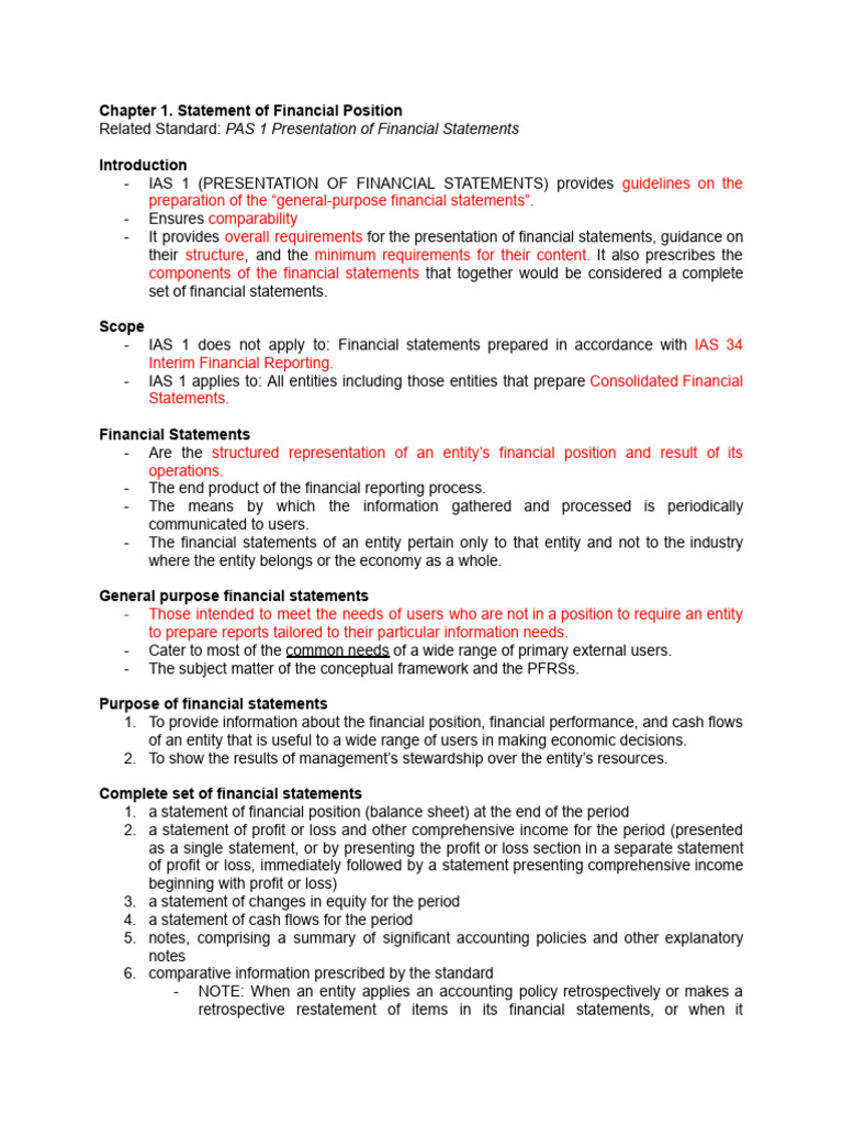 Statement of Financial Position | PDF | Going Concern | Money