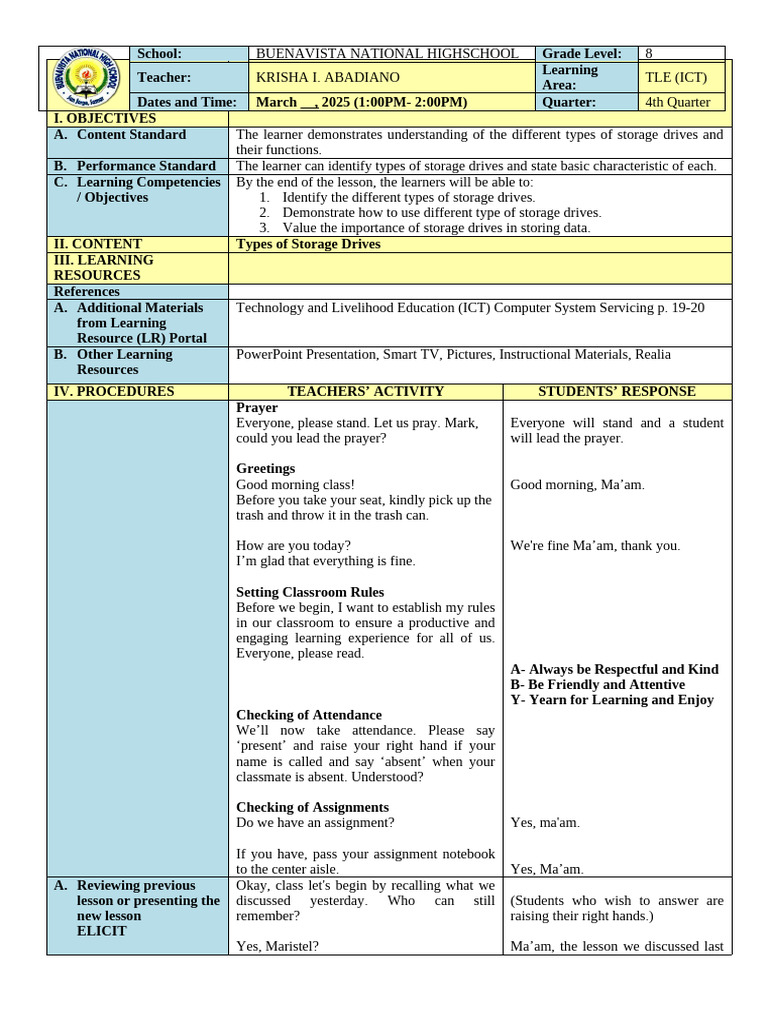 Lesson Plan Storage Drive Revised | PDF | Usb Flash Drive | Computer Data Storage