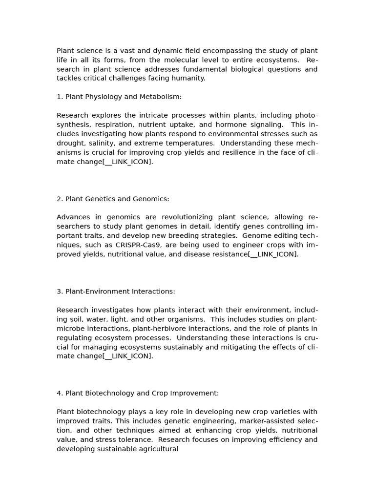 Advancements in Plant Science Research | PDF